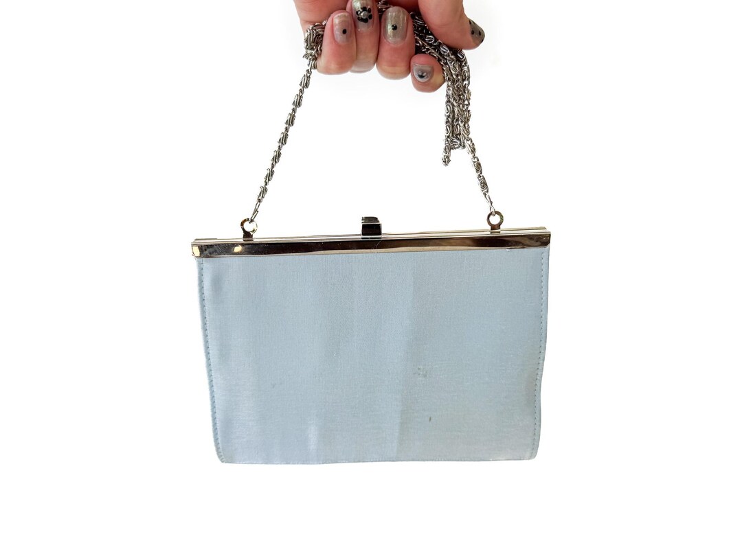 Vintage Metallic Baby Blue Purse With Convertible Strap / Retro Purse ...