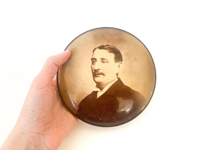 Antique 6 Circular Celluloid Photo Portrait of a Man / - Etsy