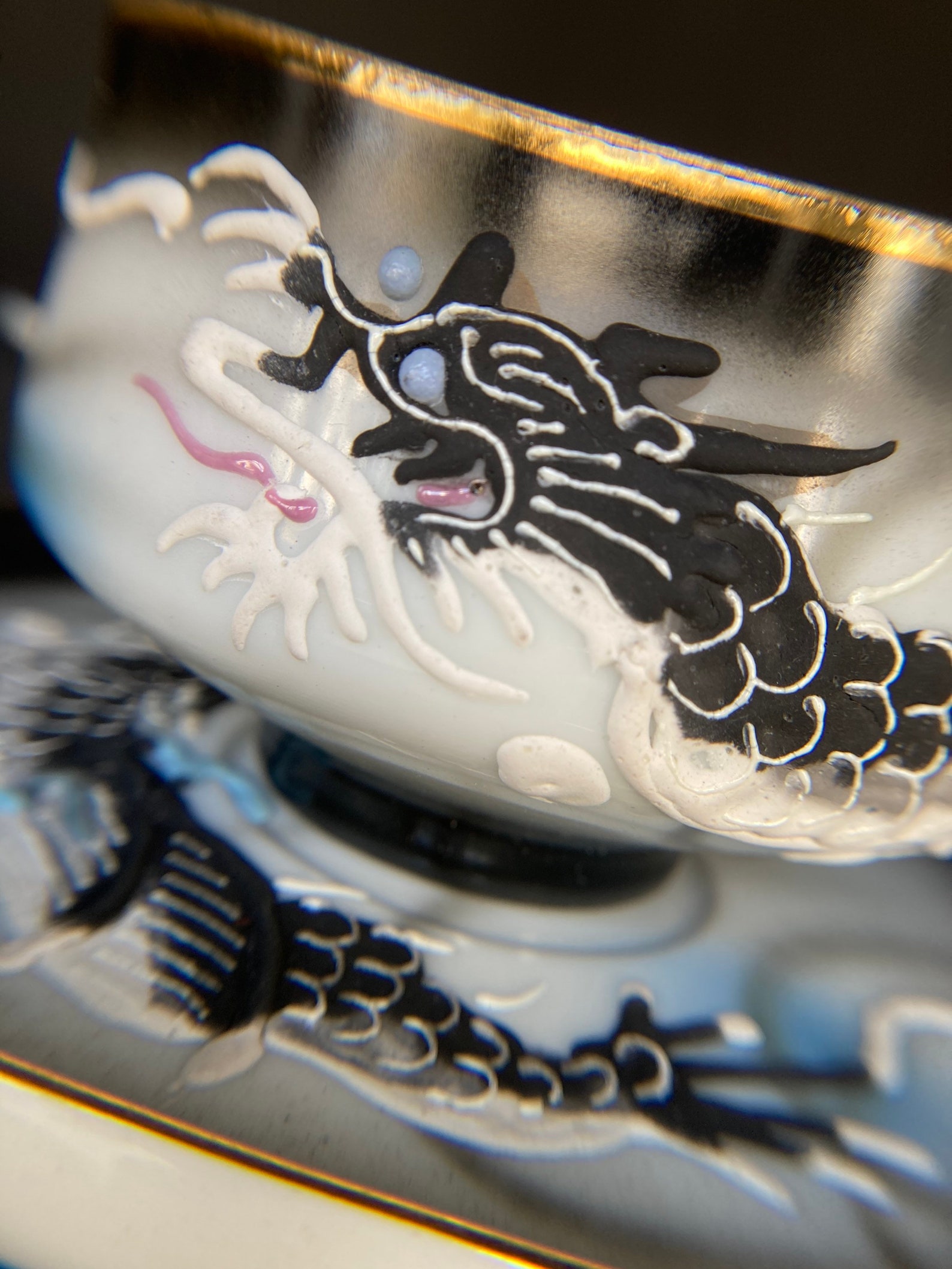 Gorgeous Dragon Head Tea Set, Japanese Hand Painted Porcelain, Eggshell ...