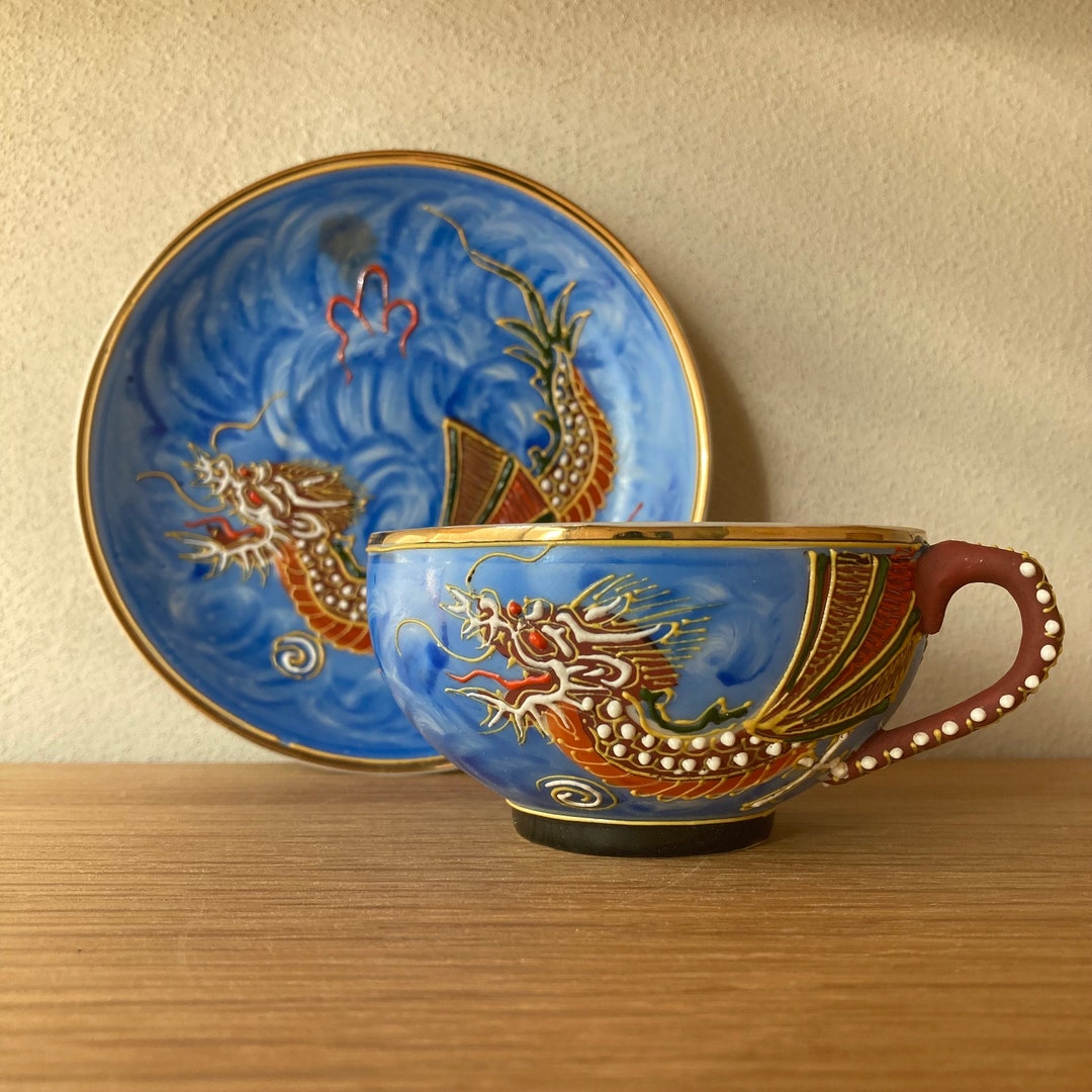 Hand-painted Dragon, Tea Cup and Saucer, Vintage, Made in Japan ...
