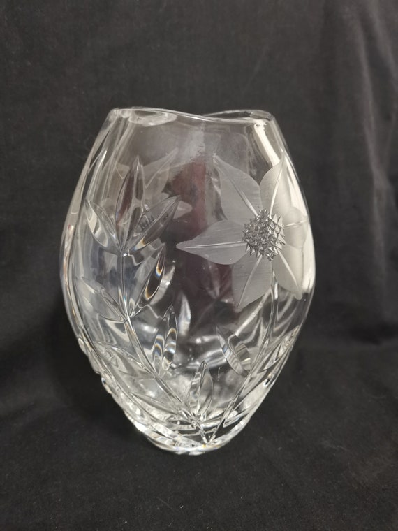 Crystal Cut Vase With Flower Pattern - Etsy