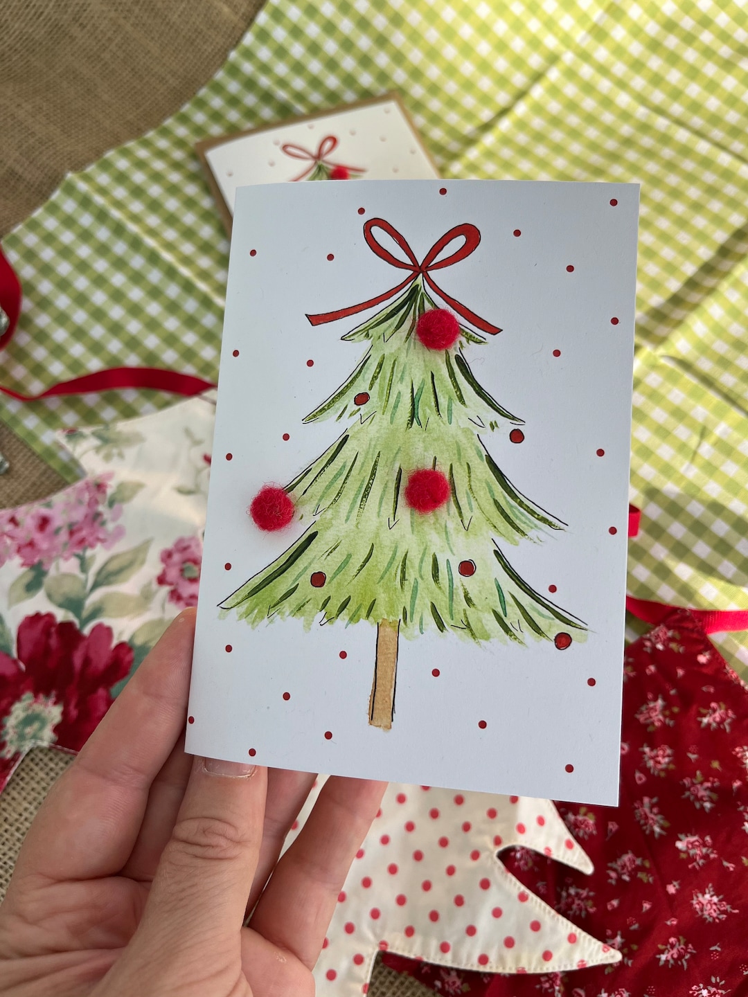 A6 Christmas Card. Greetings Card. Christmas Tree. Embellished - Etsy