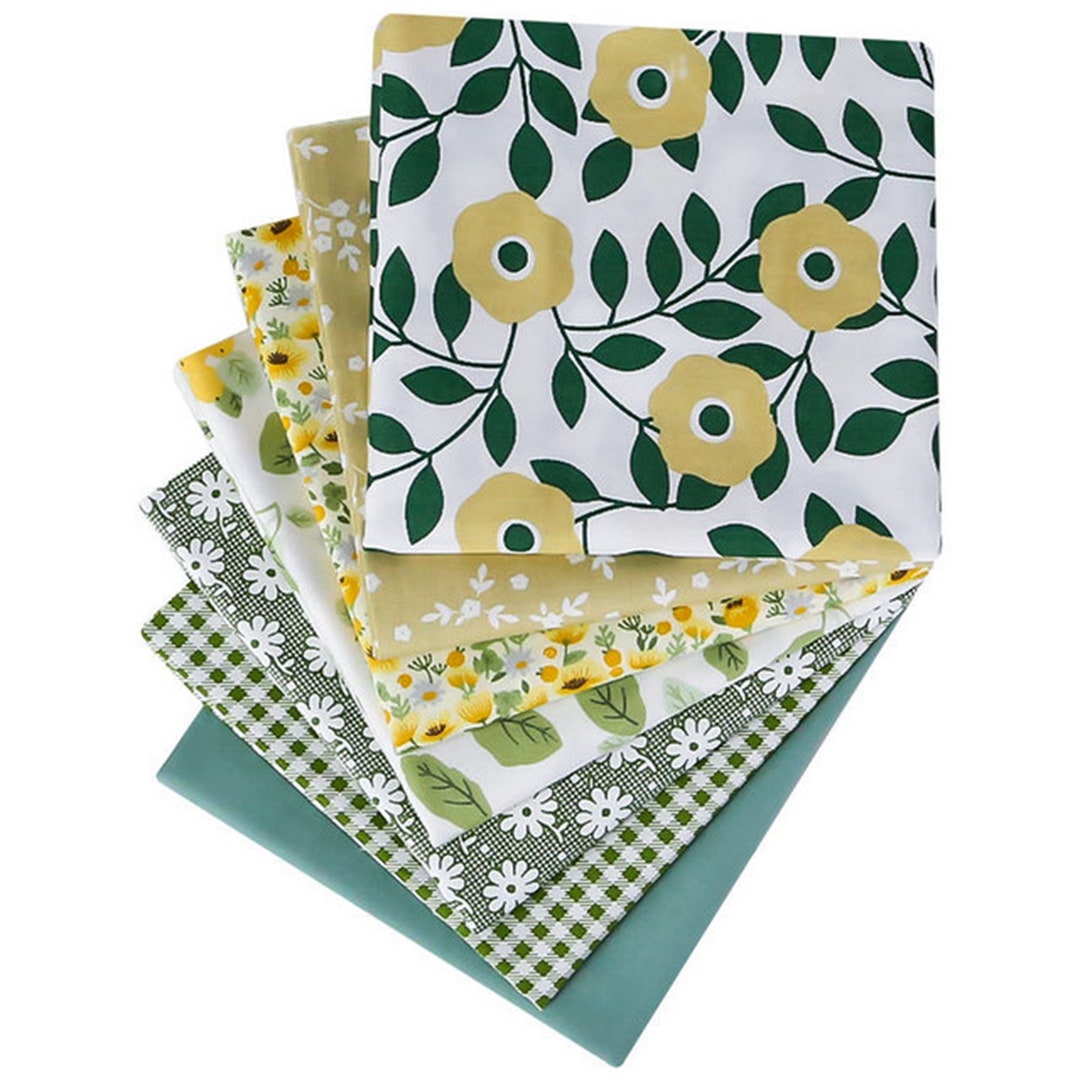 7x Pure Cotton Twill Printed Fabric, Hand Patchwork, Flower Pattern ...