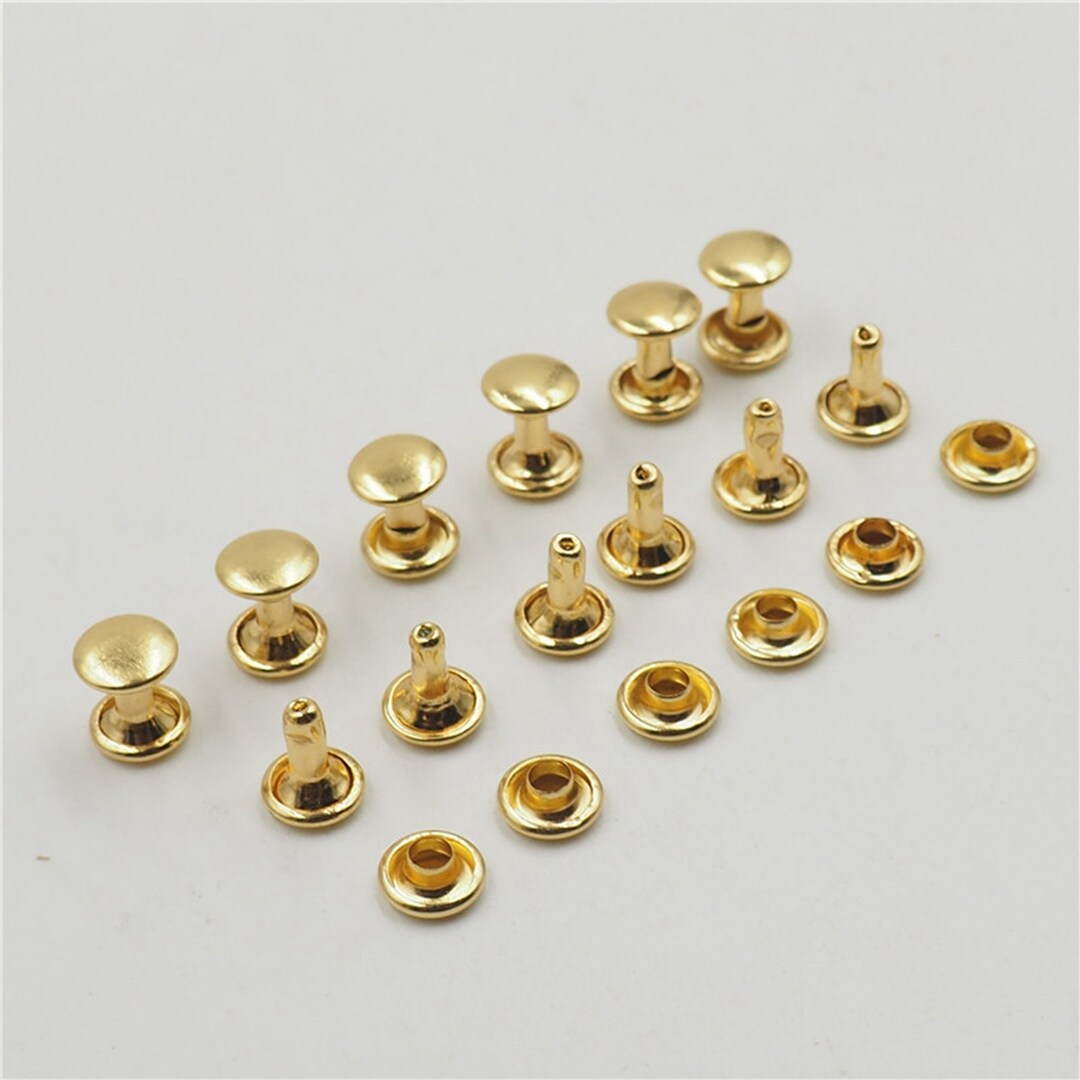 100PCS Brass Metal Rivets Crafts Buckle Garment Rivet Stud Button Snap ...