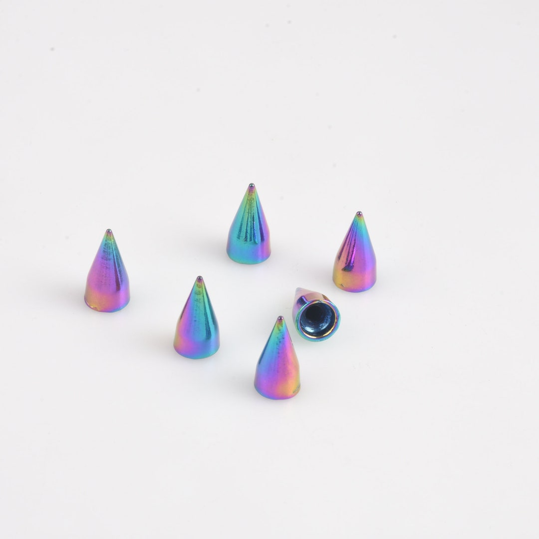 10/30/100pcs 7x13mm Rainbow Spike Screw Rivets Screw Back Metal Spike ...
