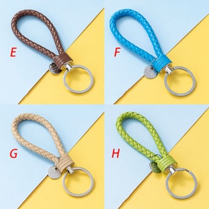 2PCS Colorful Leather Strap Braided Keyring,leather Braided Key Chain ...