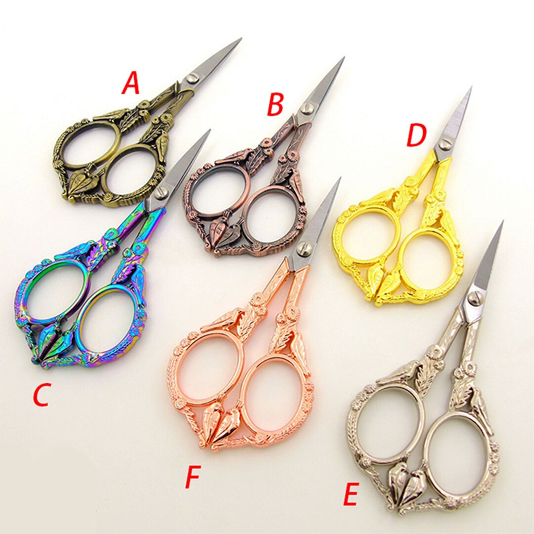 2PCS Alloy Handle Scissors Embroidery Peacock Cross Stitch Sewing ...