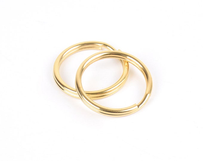 10 PCS Flat Split Key Ringsolid Brassbrass Connectors Copper Split Ring ...