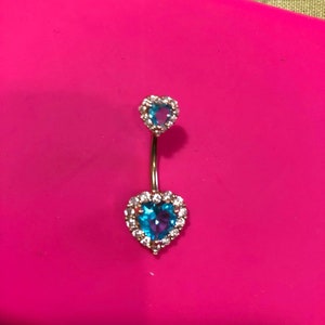 14g Surgical Steel Navel Belly Button Rings Heart Barbell Navel Rings Heart Devil Cubic Zirconia ...