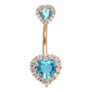 14g Surgical Steel Navel Belly Button Rings Heart Barbell Navel Rings Heart Devil Cubic Zirconia ...