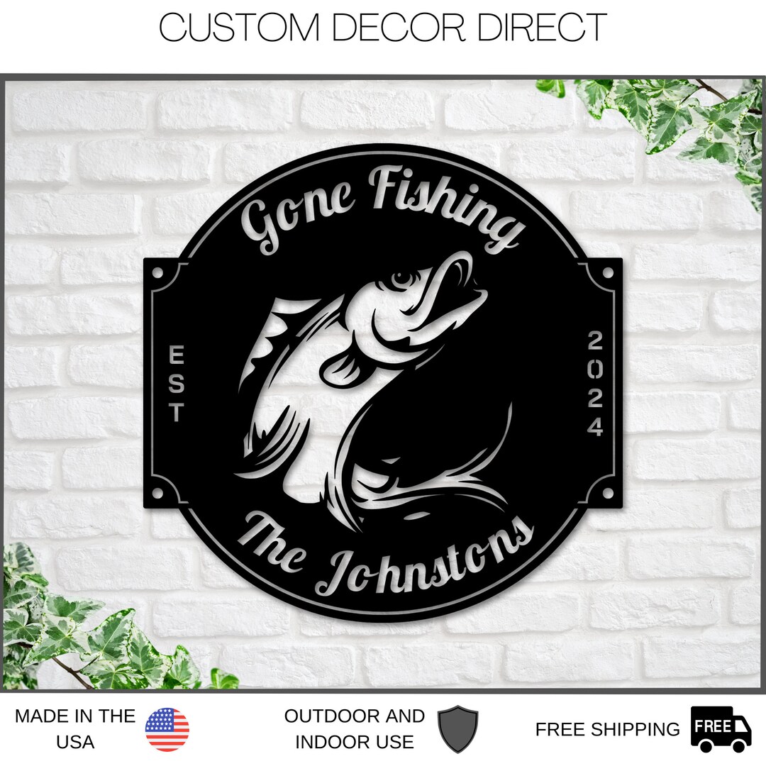 Fishing Monogram, Fish Sign, Custom Fishing Sign, Custom Fish Sign ...