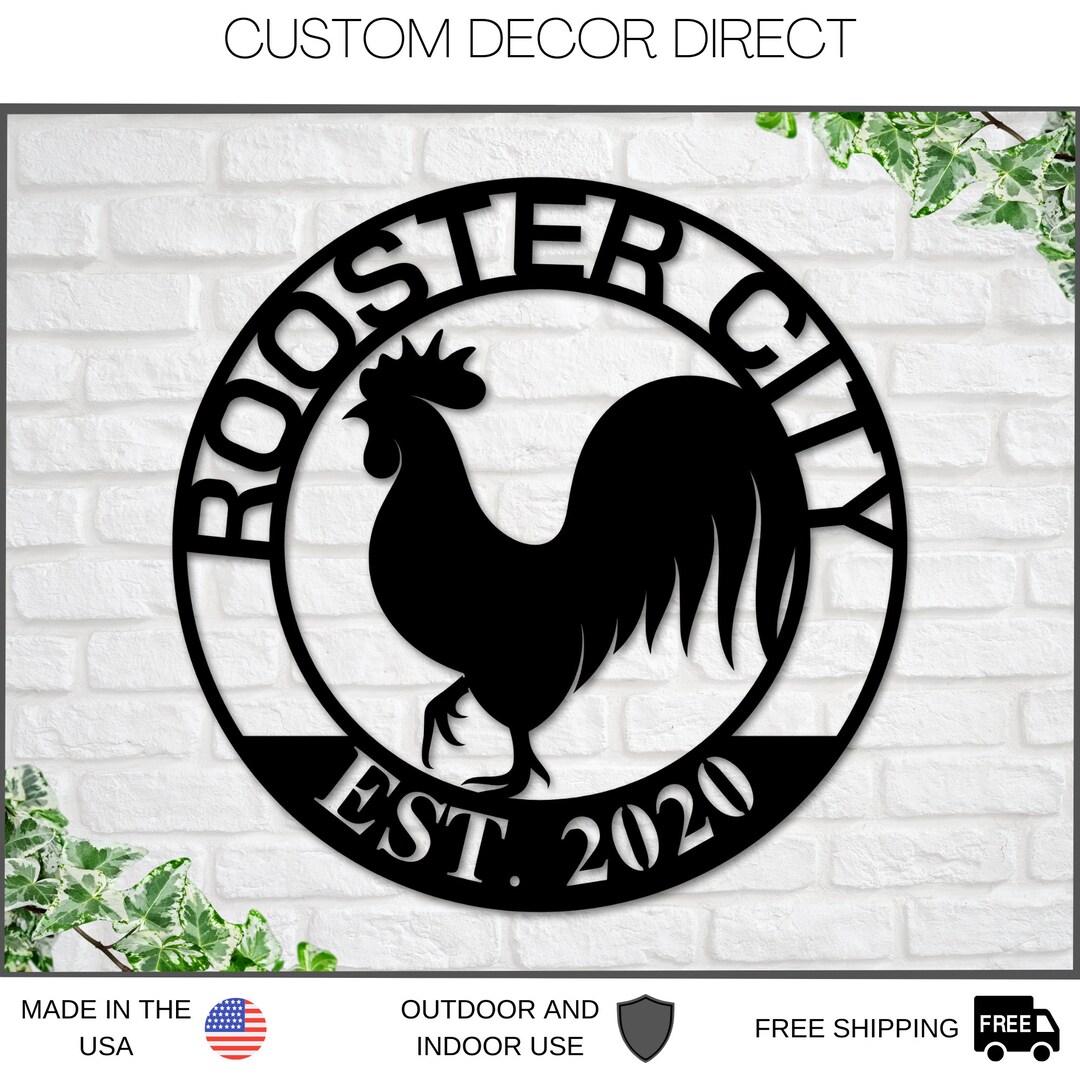 Rooster House Sign, Our Little Coop Sign, Personalized Rooster Sign ...