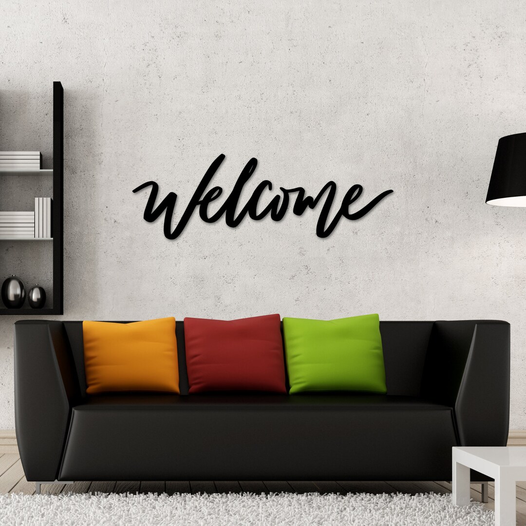 Welcome Wall Art, Welcome Word Sign, Welcome Decor, Metal Word Art ...