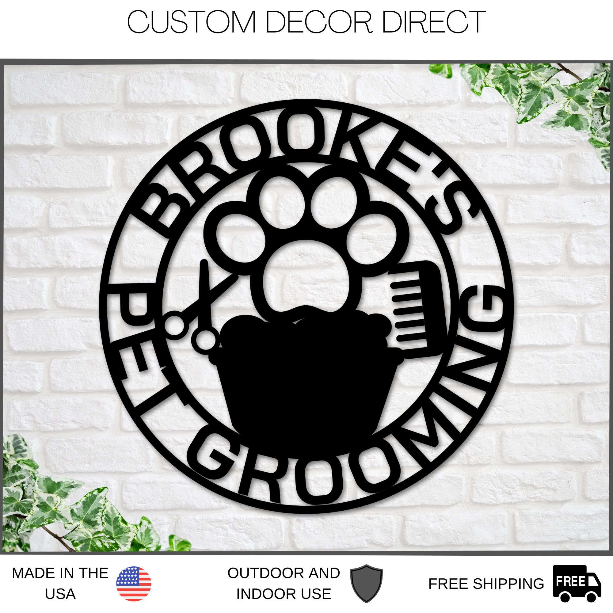 Pet Grooming Signage Customizable Dog Grooming Metal Sign