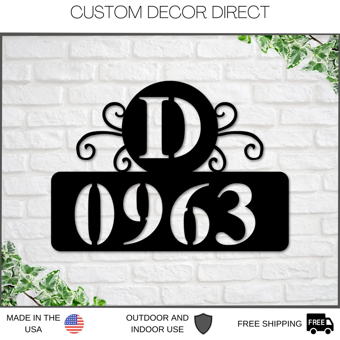 Custom Metal Address Sign, Rectangle Metal House Numbers, Outdoor Metal ...