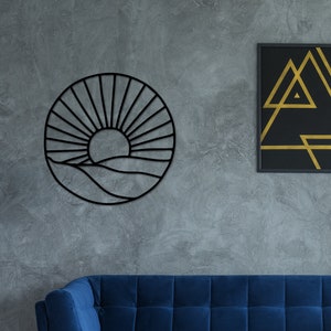 Sun Rays Mountain Metal Wall Art, Home Decor, Sun Wall Decor, Sunrise ...