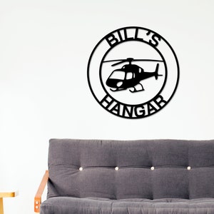 Helicopter Hangar Sign, Personalized Pilot Name Sign, Custom Aviation ...