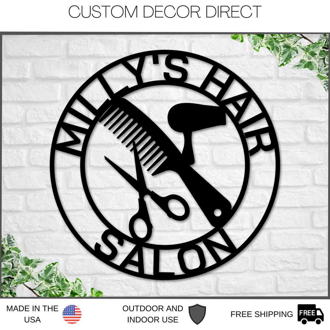 Hair Salon Sign Metal Hair Stylist Sign Personalized Salon - Etsy