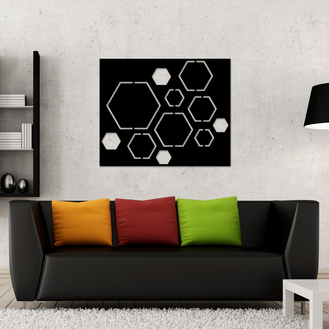 Abstract Hexagon Metal Wall Art: Honeycomb Decor - Etsy