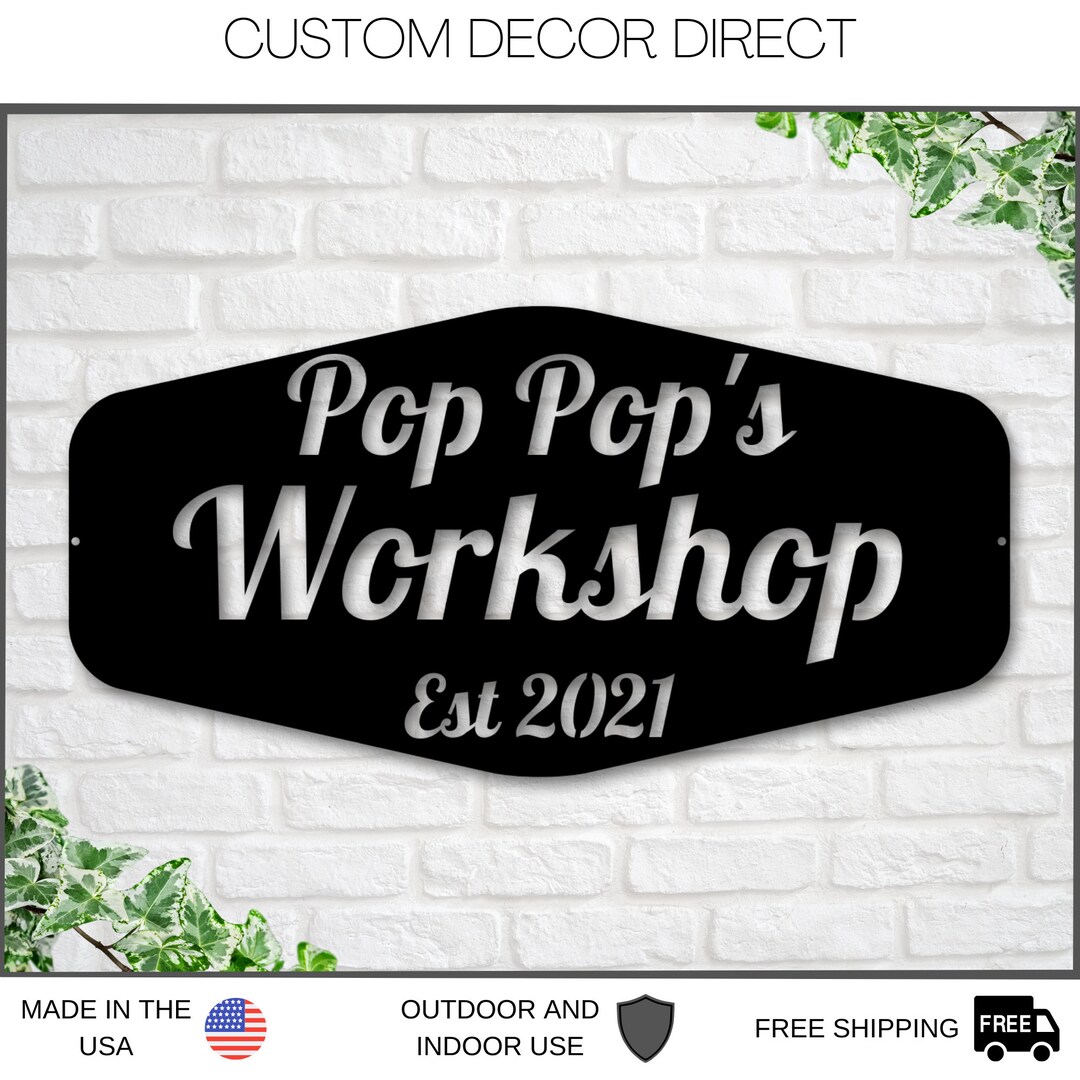 Fathers Day Sign, Sign for Dad, Pop Pop's Workshop, Gifts for Pop Pop ...