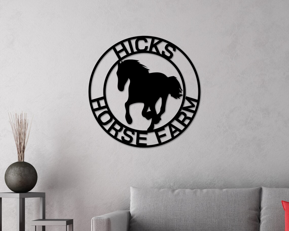 Personalized Horse Metal Sign, Horseshoe Art, Western Decor, Initial ...