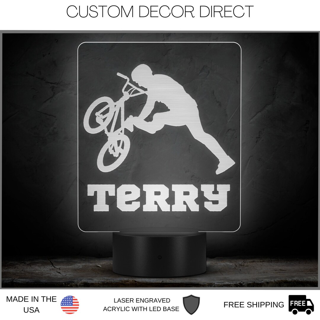 BMX LED Light, Personalized Bmx Night Light, Bmx Rider Decor, Bmx Sport ...