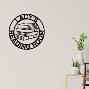 Reading Room Sign, Custom Library Sign, Personalized, Metal Book Sign ...