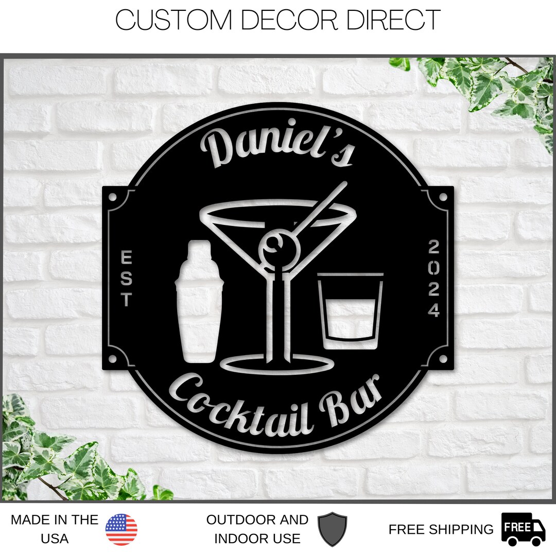 Personalized Bar Sign, Cocktail Bar, Bar Signs, Personalized Signs, Bar ...