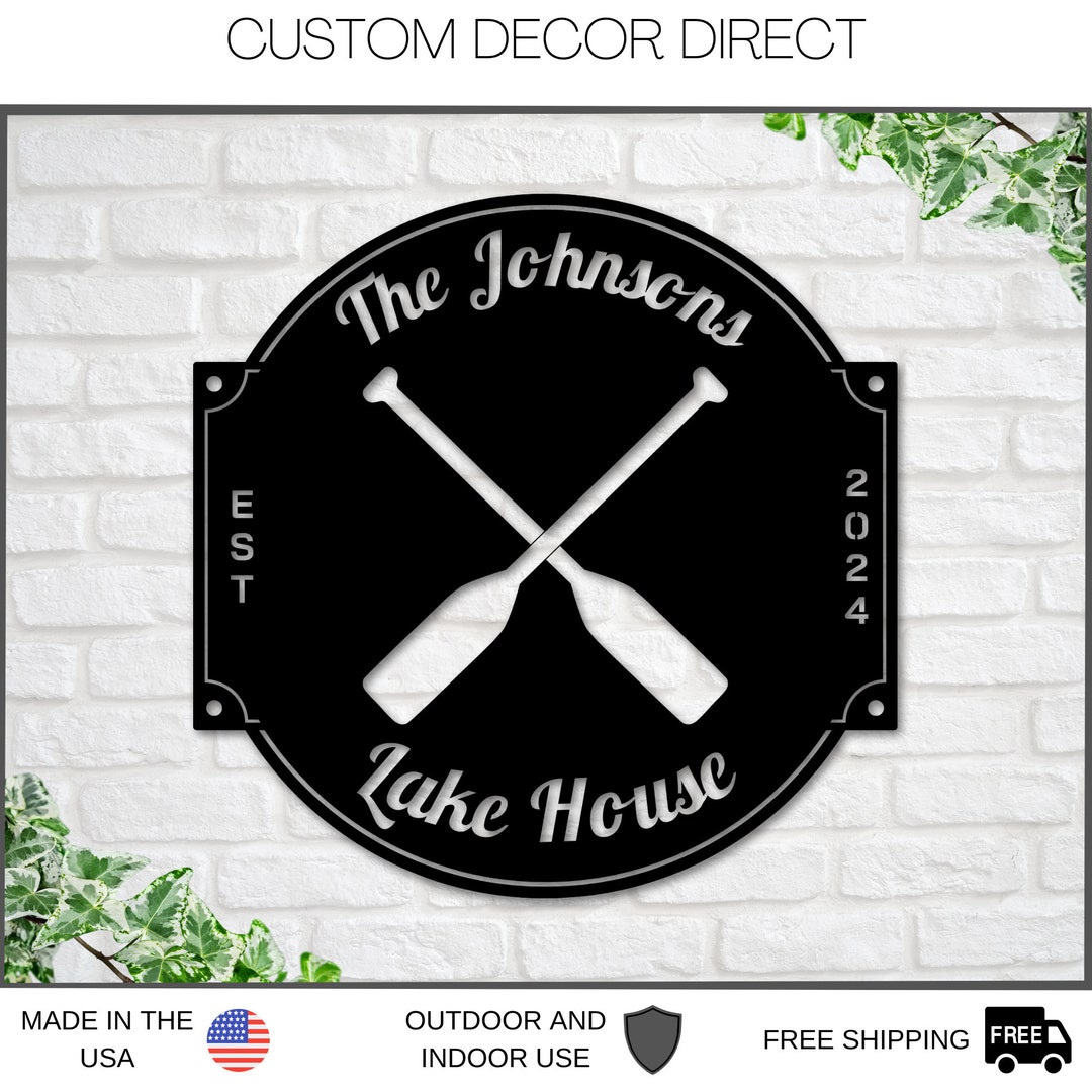 Lakehouse Sign, Canoe Sign, Personalized Canoe Sign, Metal Canoe Sign ...