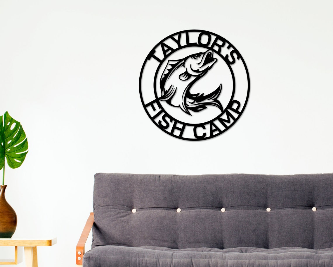 Fishing Monogram Fish Sign Custom Fishing Sign Custom Fish - Etsy