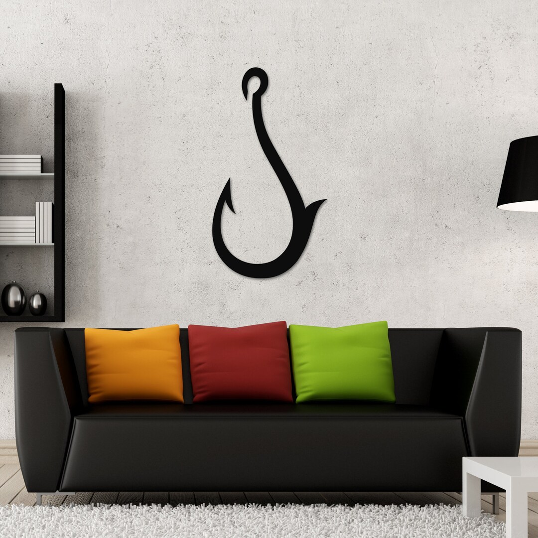 Fishing Hook Wall Decor, Metal Fishing Hook Decor, Fishing Decor ...