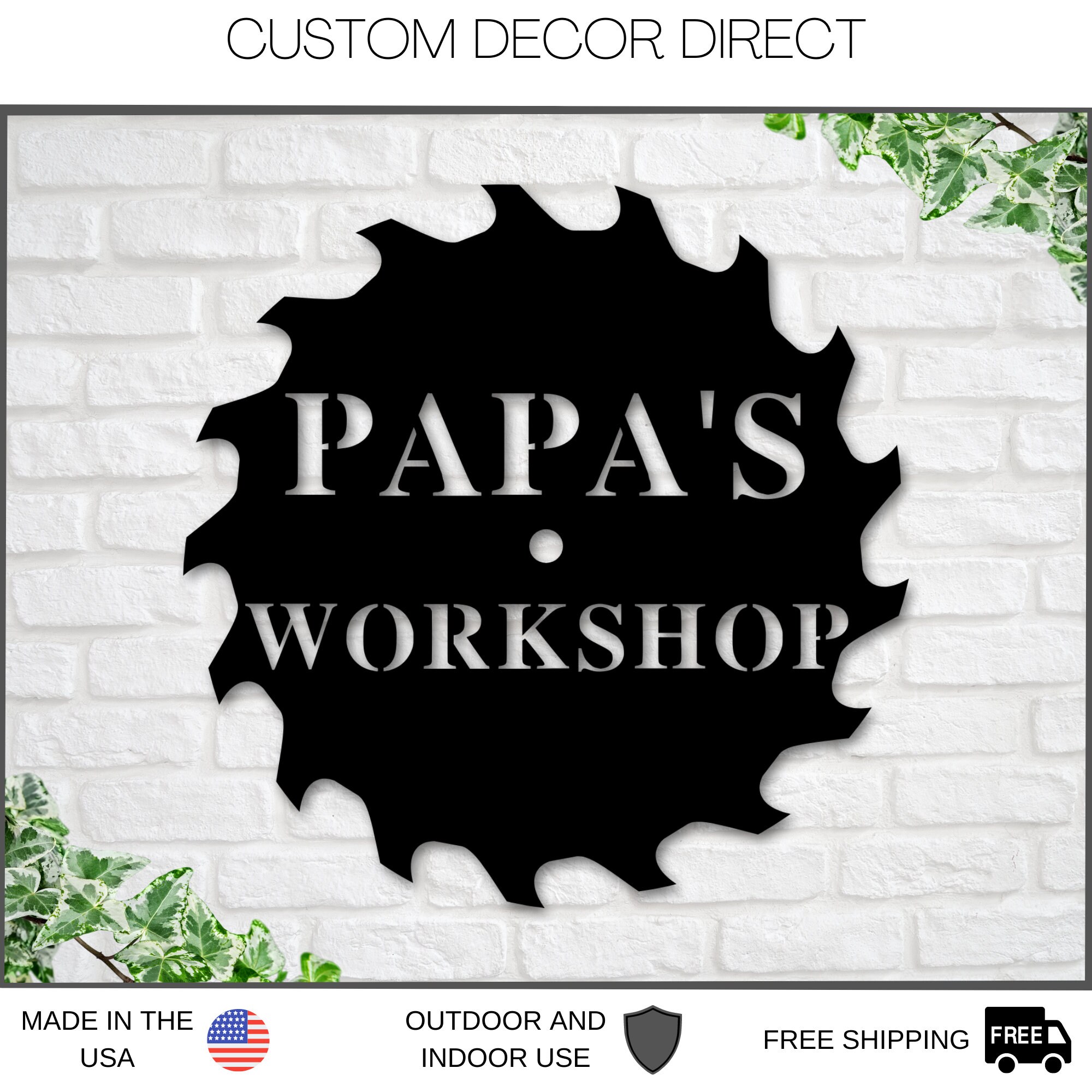 Papa's Workshop Sign In A Saw Blade Crescent Wrench & | Etsy