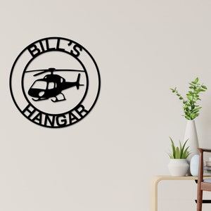 Helicopter Hangar Sign, Personalized Pilot Name Sign, Custom Aviation ...