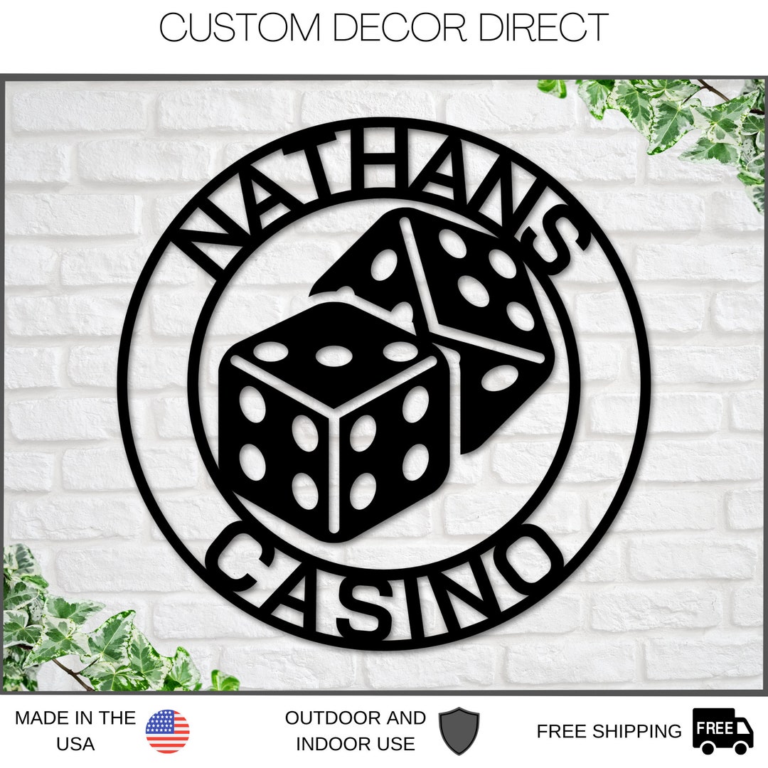 Casino Sign, Gambling Sign, Poker Sign, Dice Sign, Dice Wall Art, Metal ...