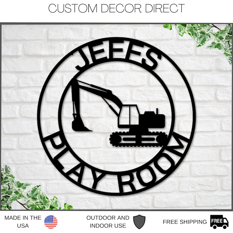 Construction Themed Nursery Sign Excavator Name Sign Metal | Etsy