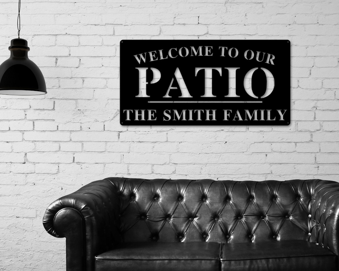 Welcome to Our Patio Sign Personalized Patio Name Sign - Etsy