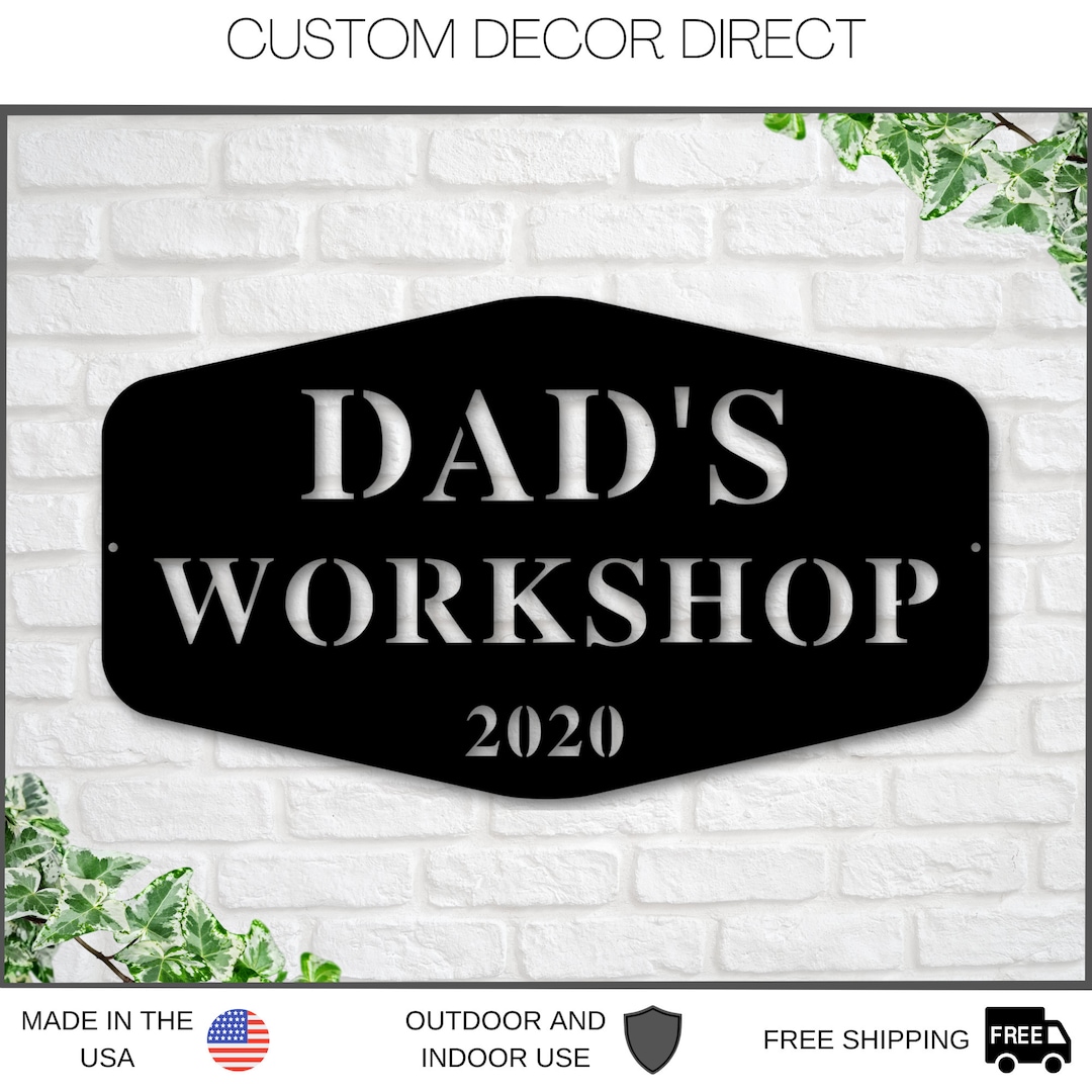 Dads Workshop, Dads Garage Sign, Fathers Day Gift, Metal Sign, Gift for ...