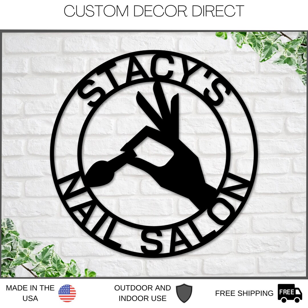 Personalized Nail Salon Sign, Steel Beauty Shop Decor (custom Text) - Etsy
