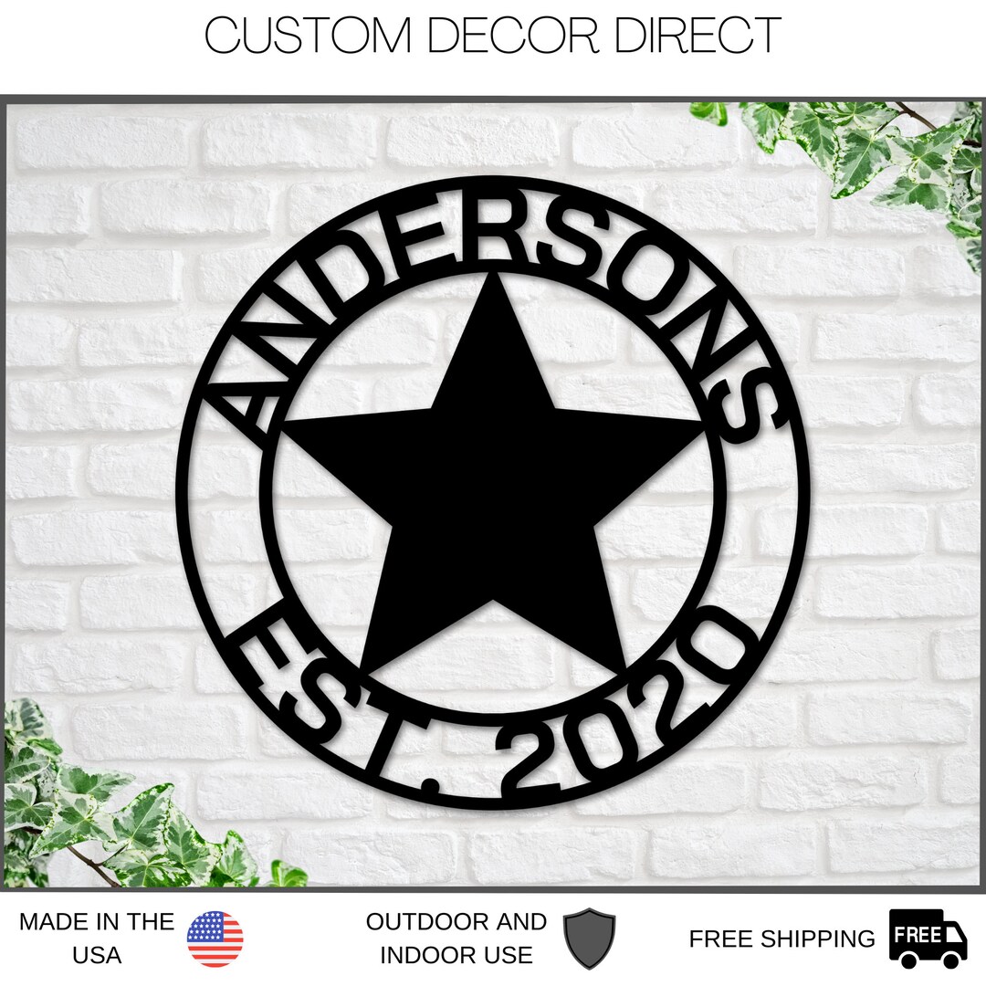 Family Name Metal Star Sign, Metal Wall Art, Housewarming Gift, Wedding ...