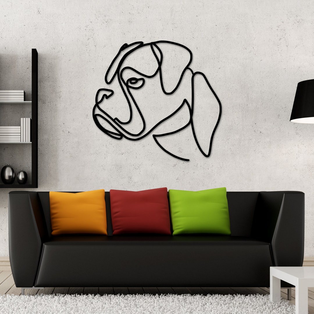 Dog Metal Wall Art, Dog Line Art, Animal Line Metal Art, Modern Metal ...