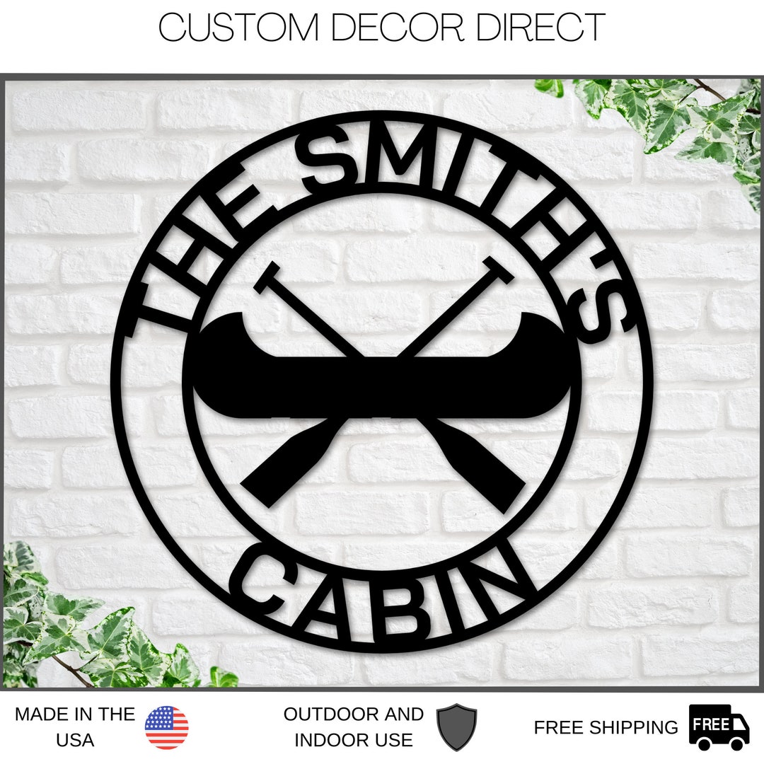 Canoe Sign, Personalized Canoe Sign, Metal Canoe Sign, Lake House Cabin ...