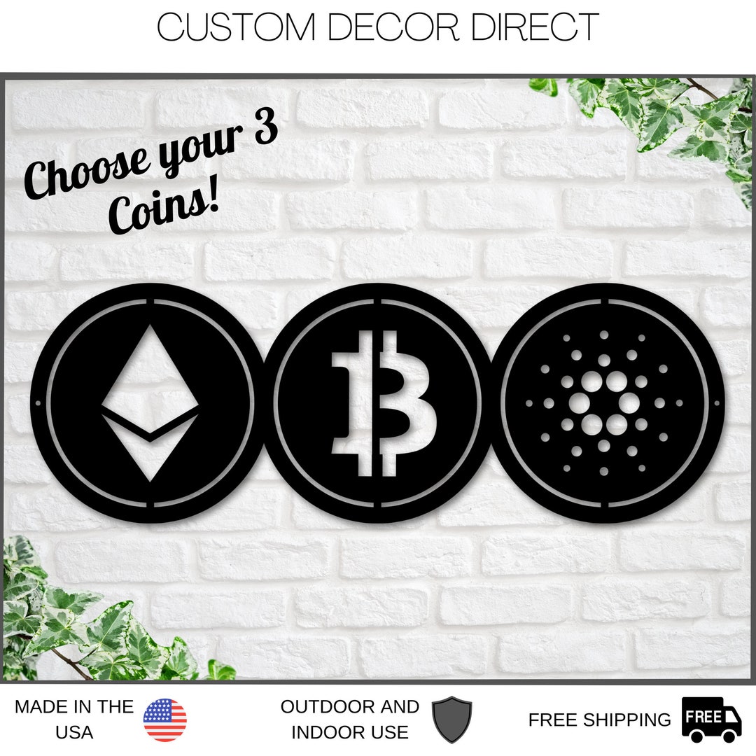 Crypto Coin Sign, Metal Crypto Currency Decor. Crypto Decor, Choose 3 ...