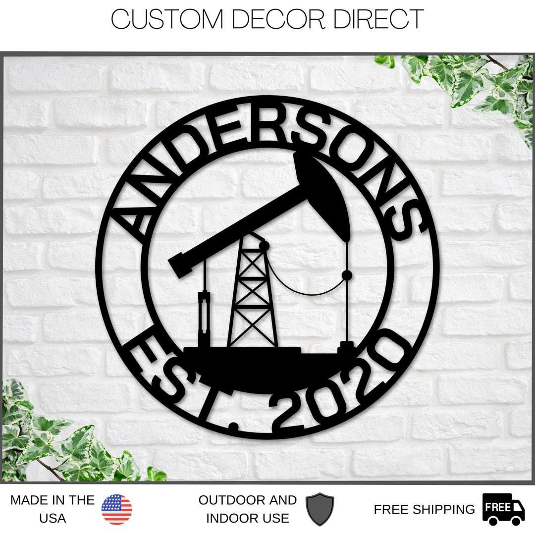 Oil Pump Sign, Oilfield Decor, Metal Wall Art, Pump Jack, Oil Field ...