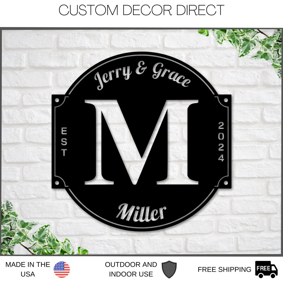 Personalized Family Name Metal Sign, Last Name Sign, Initial, Metal ...