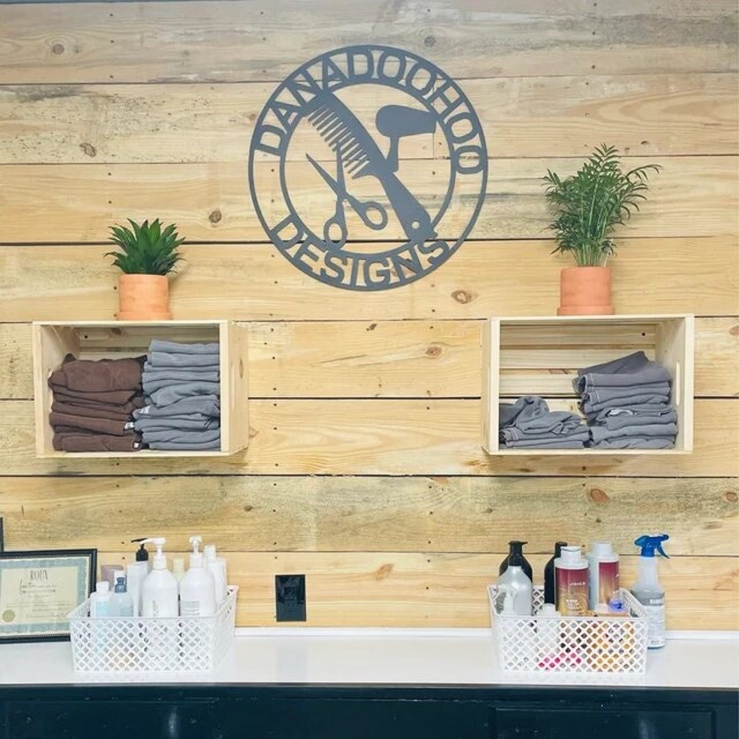 Hair Salon Sign, Metal Hair Stylist Sign, Personalized Salon, Custom ...