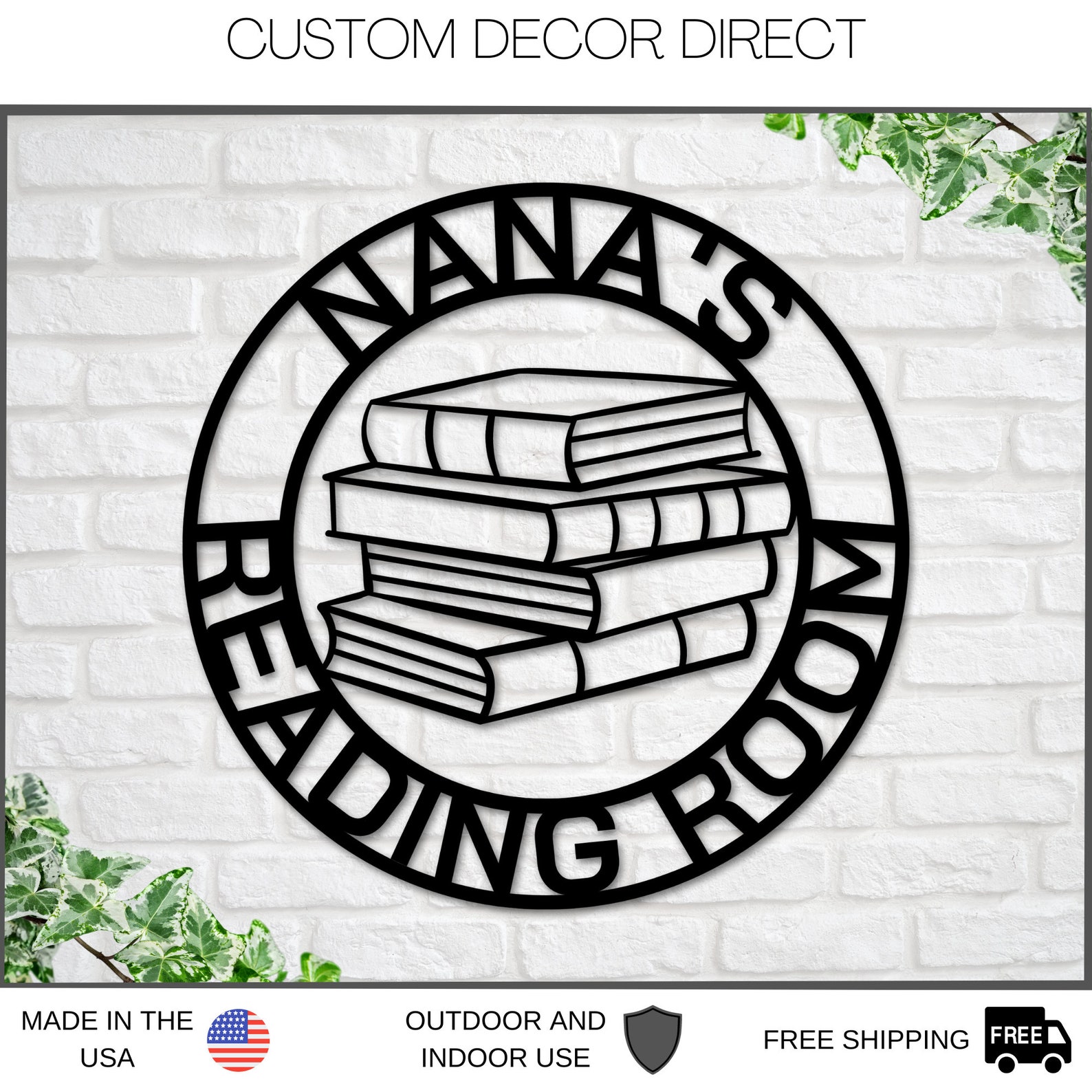 Reading Room Sign, Custom Library Sign, Personalized, Metal Book Sign ...