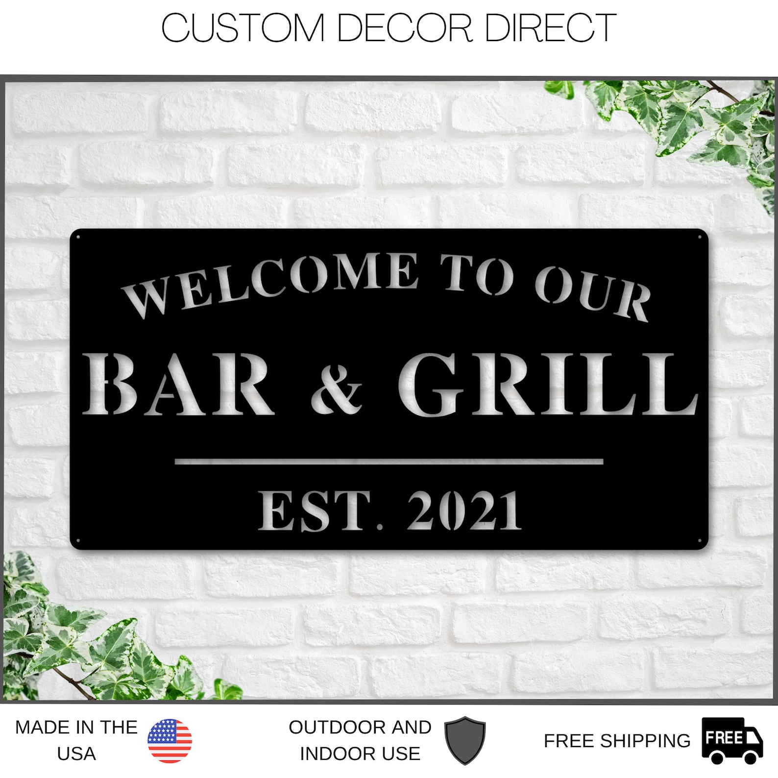 Welcome to Our Bar and Grill Sign, Personalized Bar and Grill Sign ...