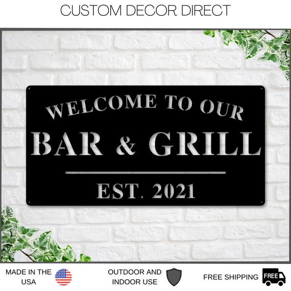 Welcome to Our Bar and Grill Sign Personalized Bar and Grill | Etsy