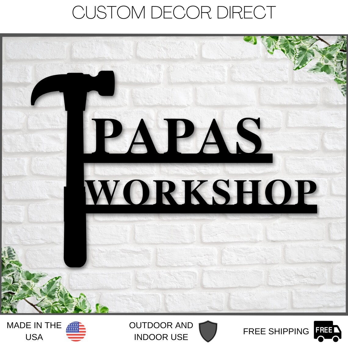 Papa's Workshop Sign in A Saw Blade, Crescent Wrench & Hammer Art ...