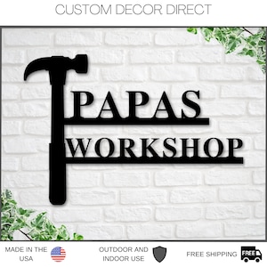 Papa's Workshop Sign in A Saw Blade, Crescent Wrench & Hammer Art ...